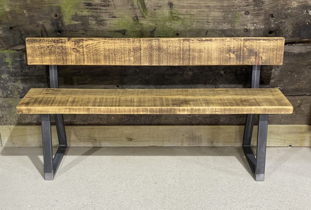 Contemporary Tri Base Bench with Back Rest - Storm Interiors