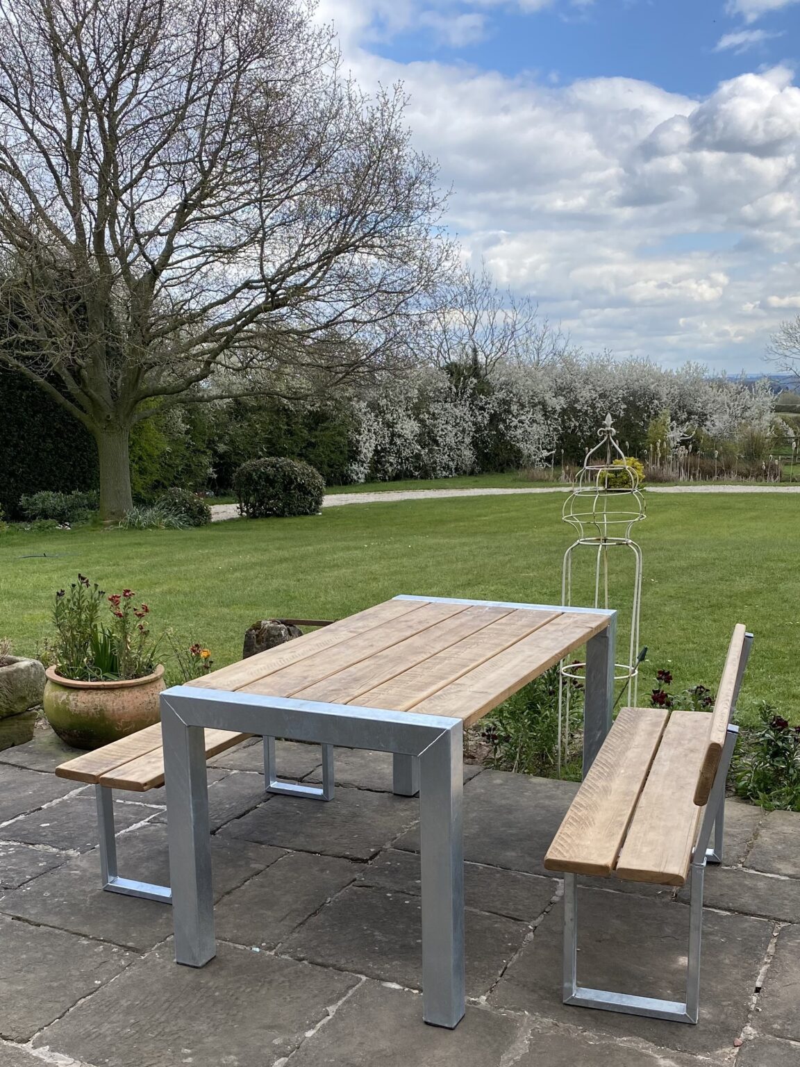 Urban' Galvanised Outdoor Larch Table - Storm Interiors