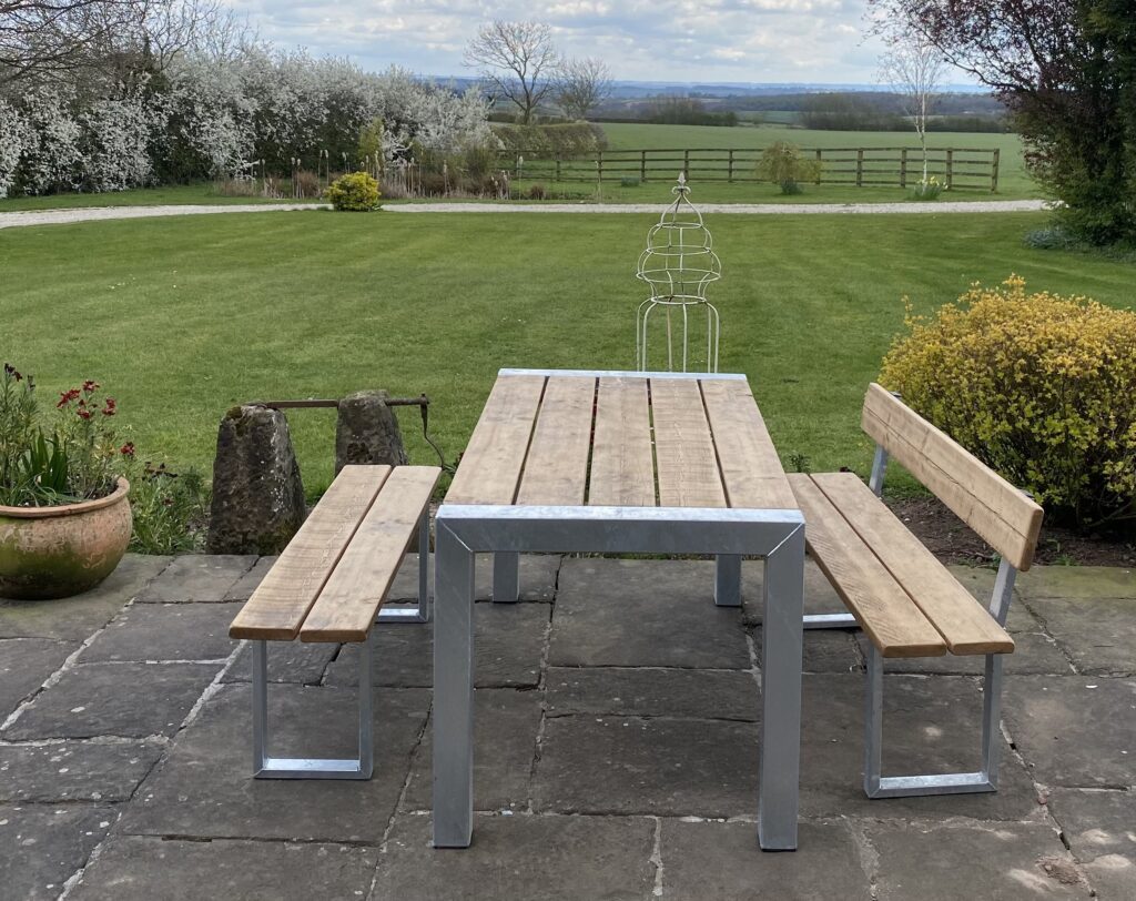 Urban' Galvanised Outdoor Larch Table - Storm Interiors